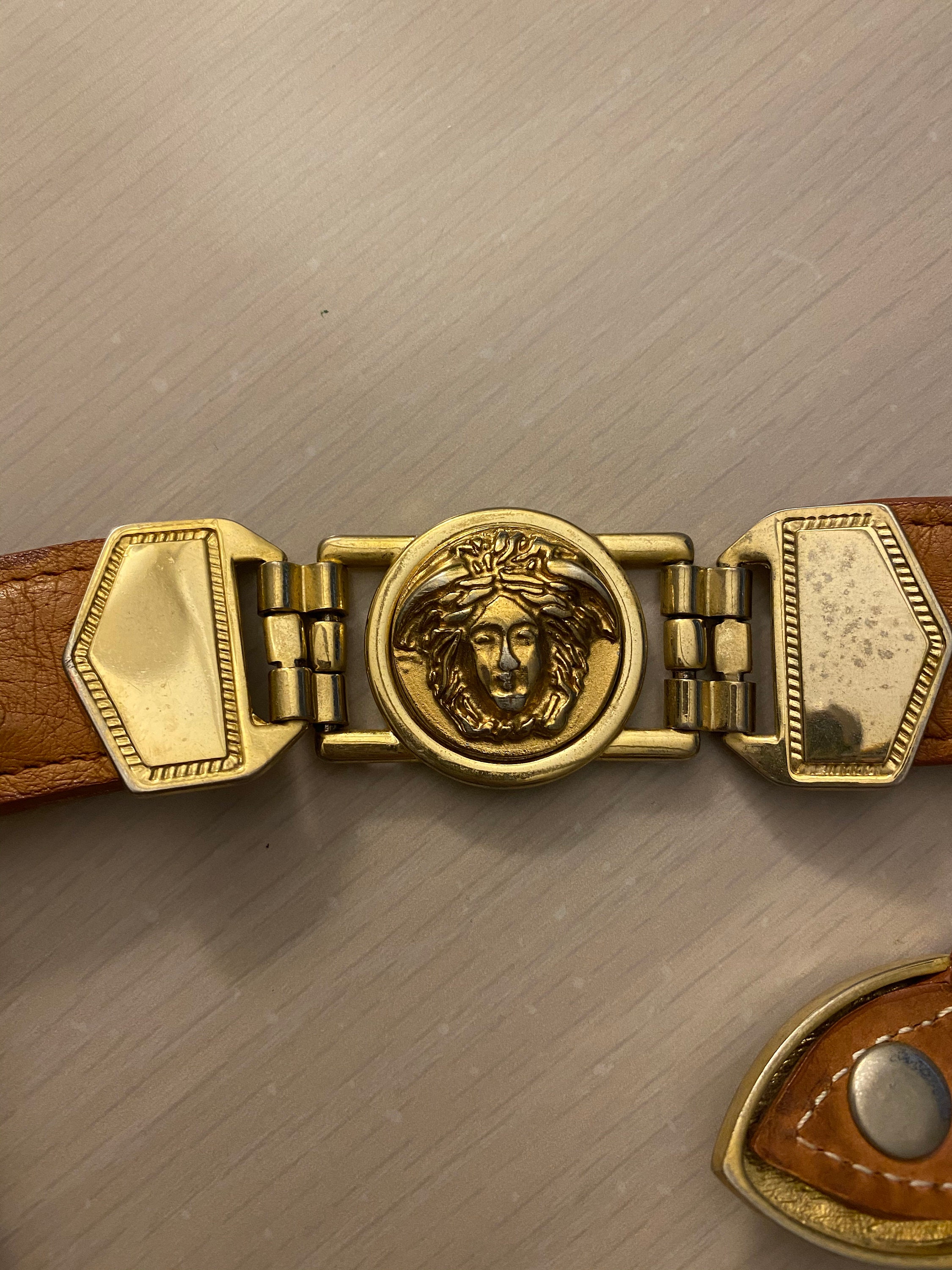 Versace Vintage Ostrich Skin Leather Light Brown Belt With - Etsy