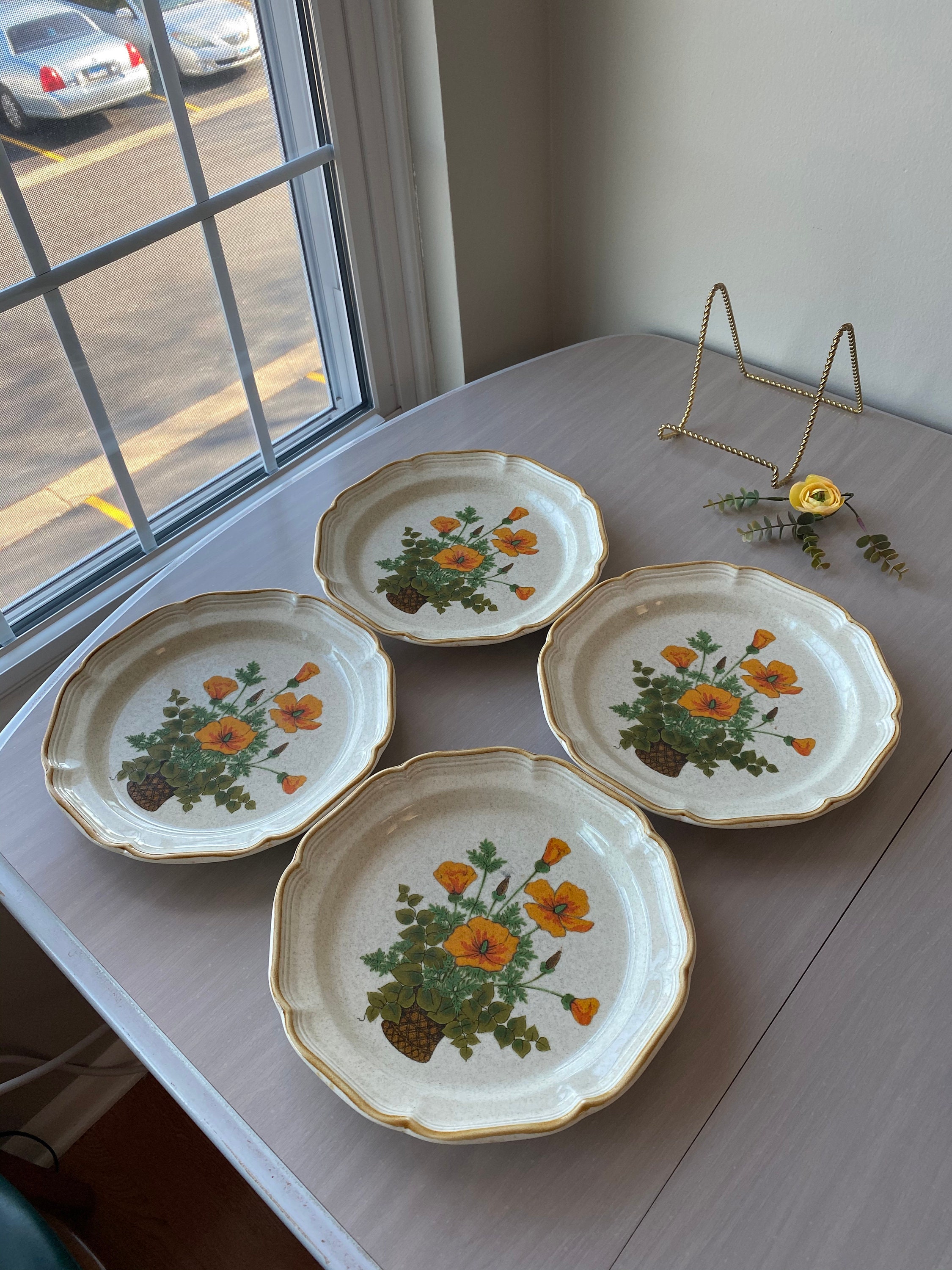 Vintage 1970's Mikasa Garden Club petunias Pattern Plates 11 Set of 4 ...
