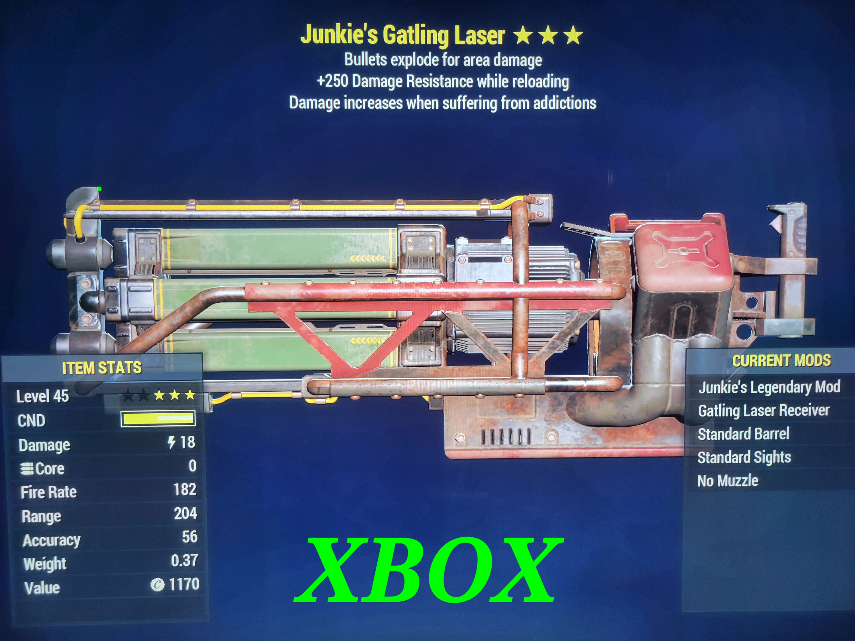 Fallout 76 Legacy Exterminators Explosive Gatling Plasma 3 Star Max