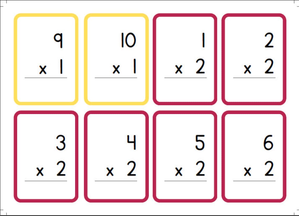 Printable Multiplication Flashcards 1-10 - Etsy