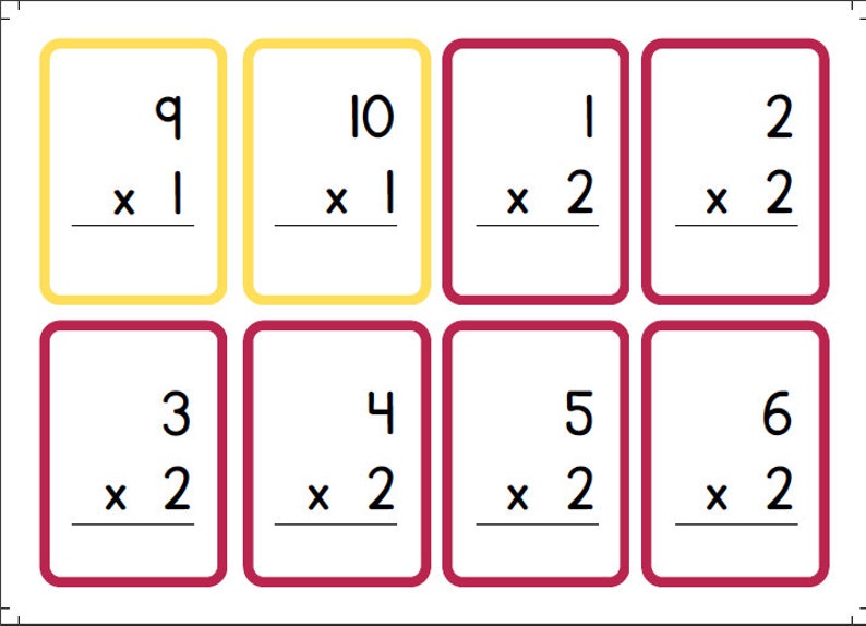 Printable Multiplication Flashcards 1-10 - Etsy