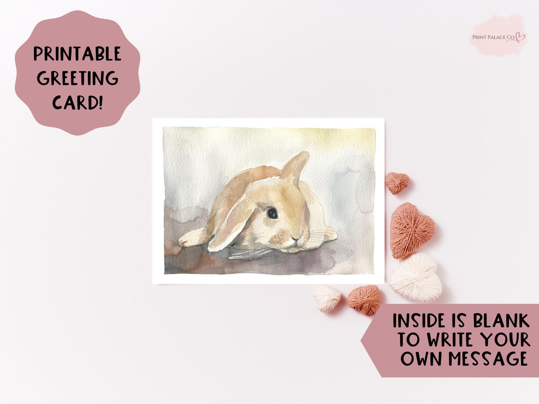 Watercolor Easter Bunny Card: Printable 7x5 Blank Greeting (PDF) - Etsy ...