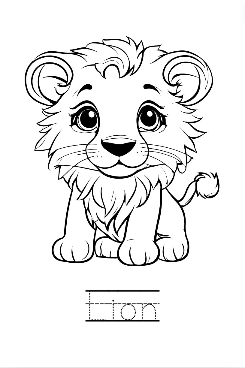 Printable Toddler Coloring Book With Traceable Animal Names | Fun ...