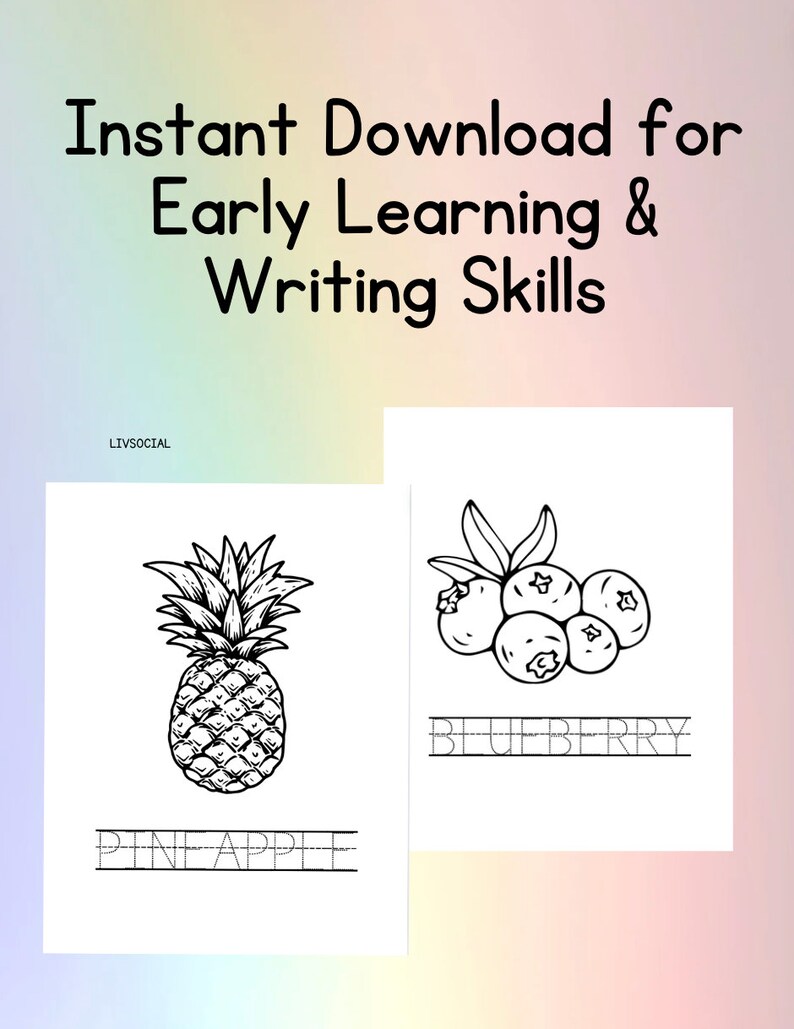 Printable Toddler Fruit Coloring Book | Digital Download With Tracing ...