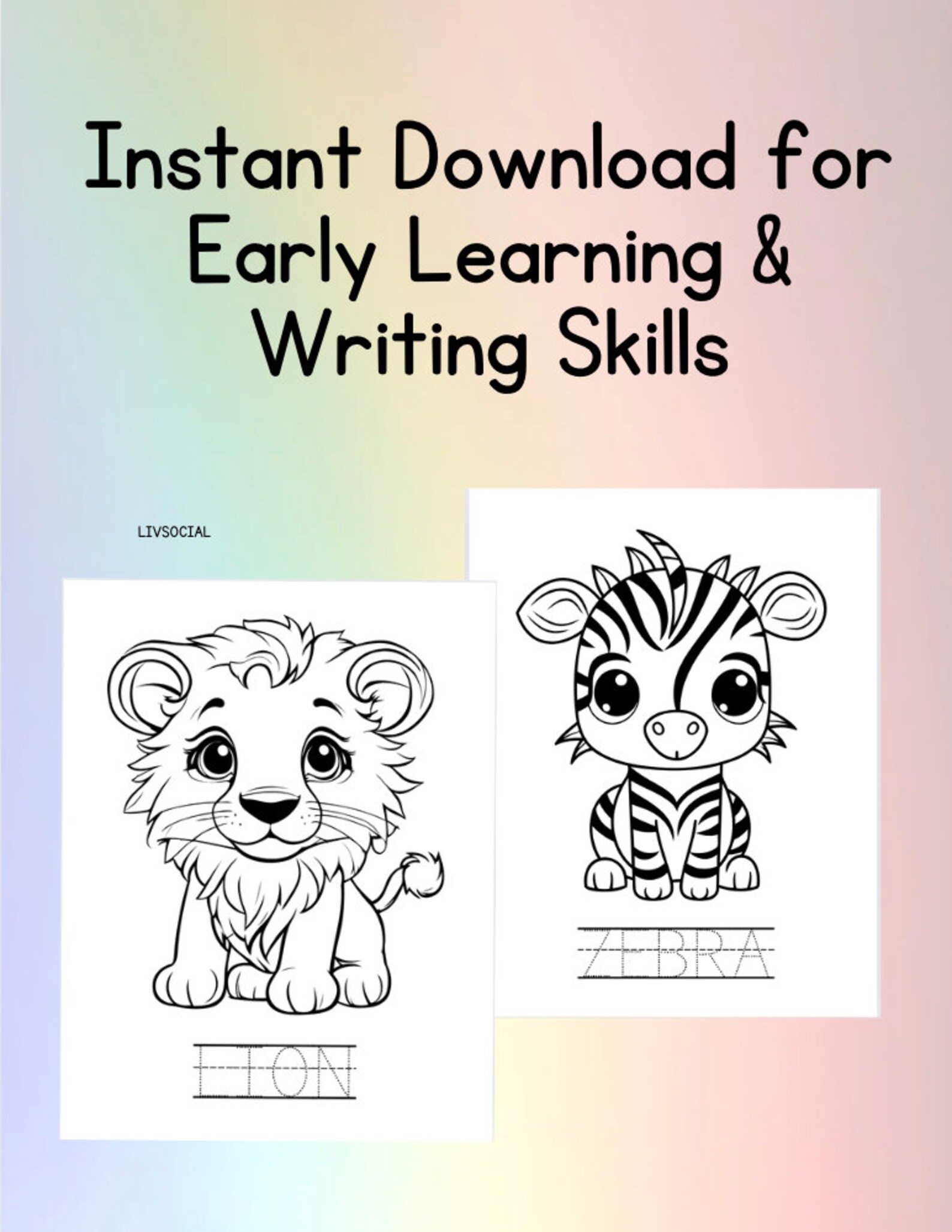 Printable Toddler Coloring Book With Traceable Animal Names | Fun ...
