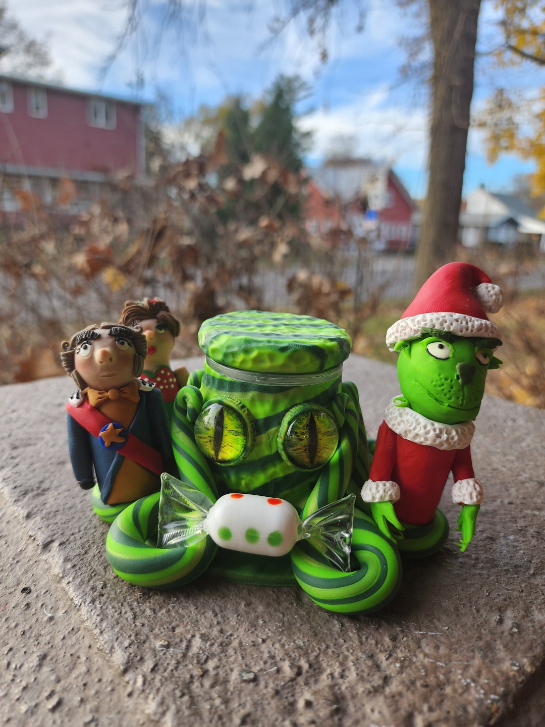 Grinch Inspired Octopus Jar Polymer Clay 2 Oz. Stash Jar/desk Pet. - Etsy