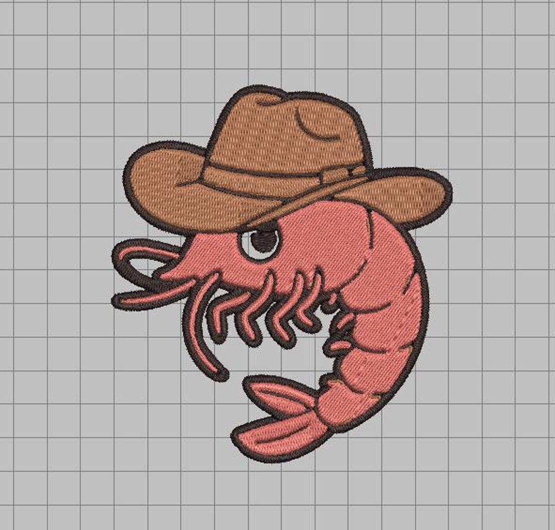 Cowboy Shrimp Machine Embroidery Design, Western Prawn Embroidery ...