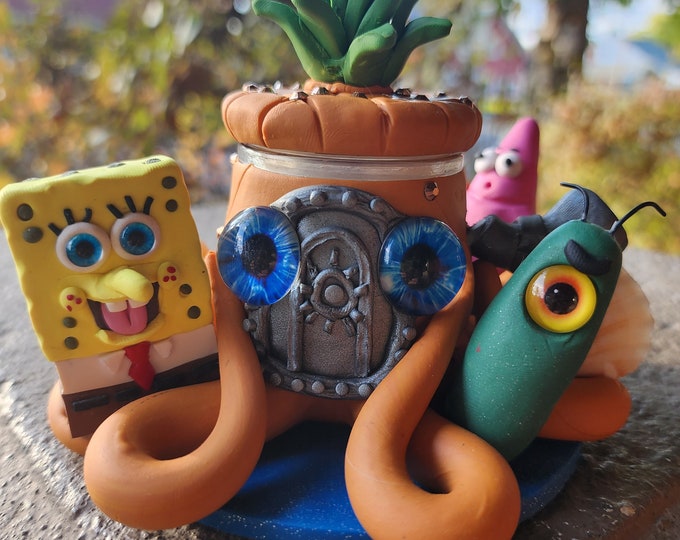 Spongebob Inspired Octopus Jar Polymer Clay 2 Oz. Stash - Etsy