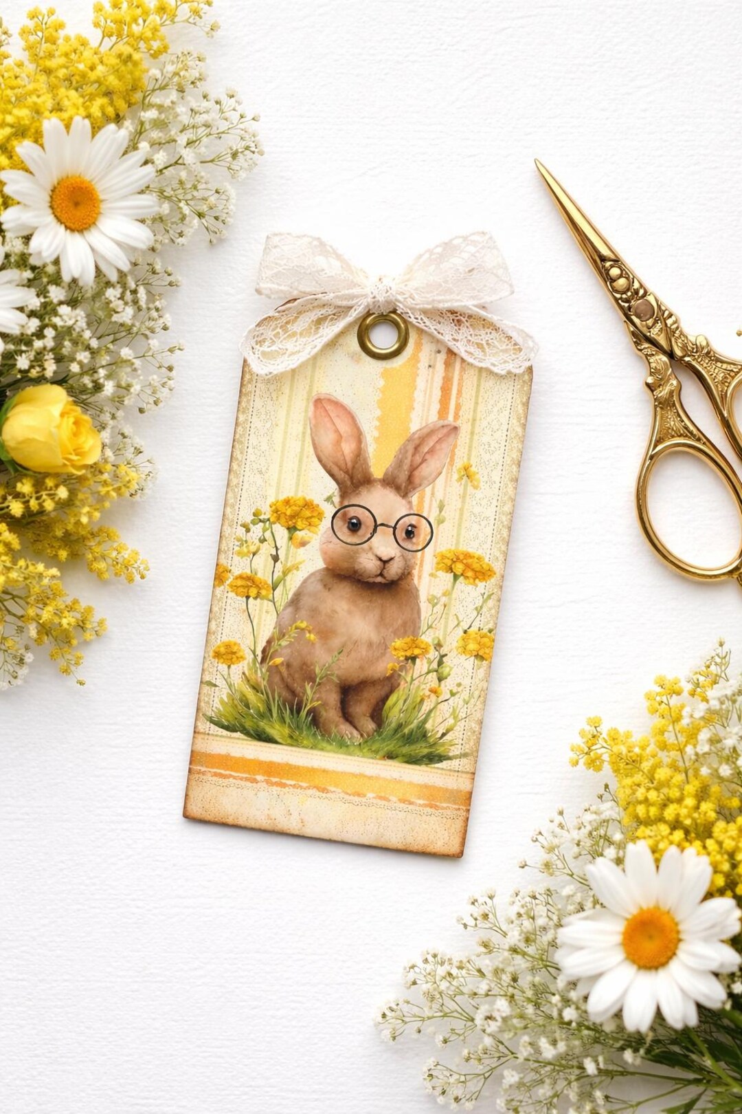 60 Piece Easter Gift Tags, Printable Spring Gift Tags, Shabby Chic ...