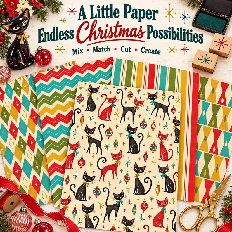 Retro 1960's Christmas Background Papers | Printable Journal ...