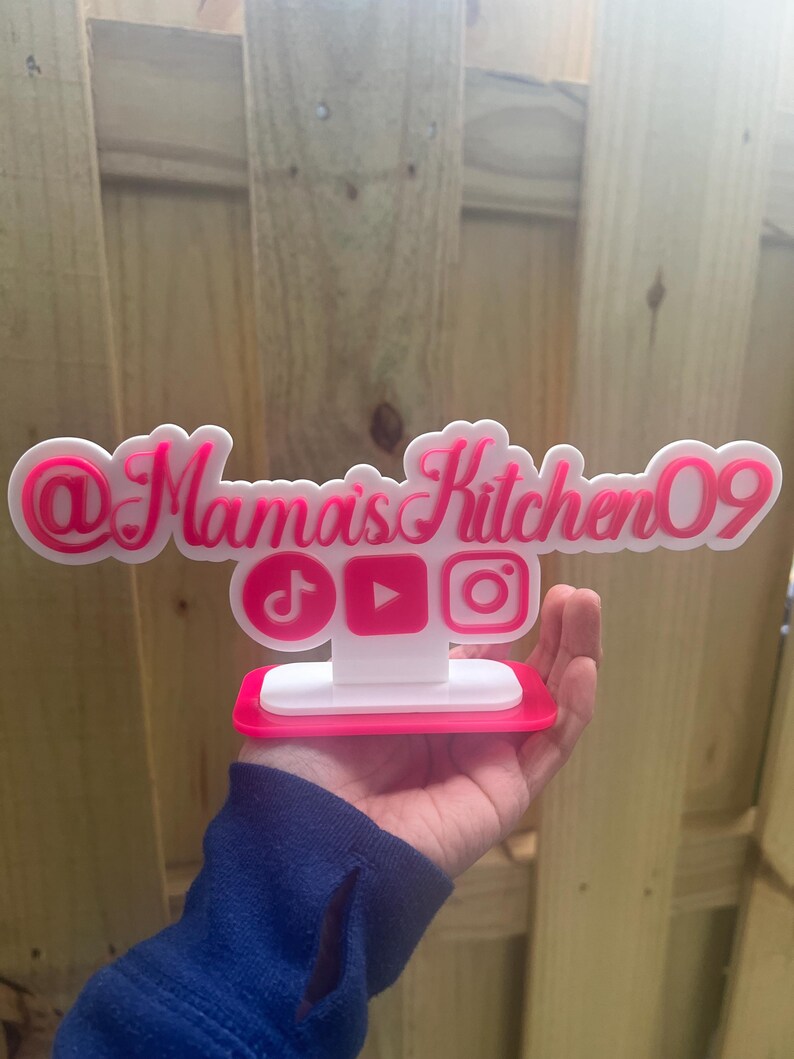 Custom Acrylic Business Watermark Stand With Social Media Icons - Etsy