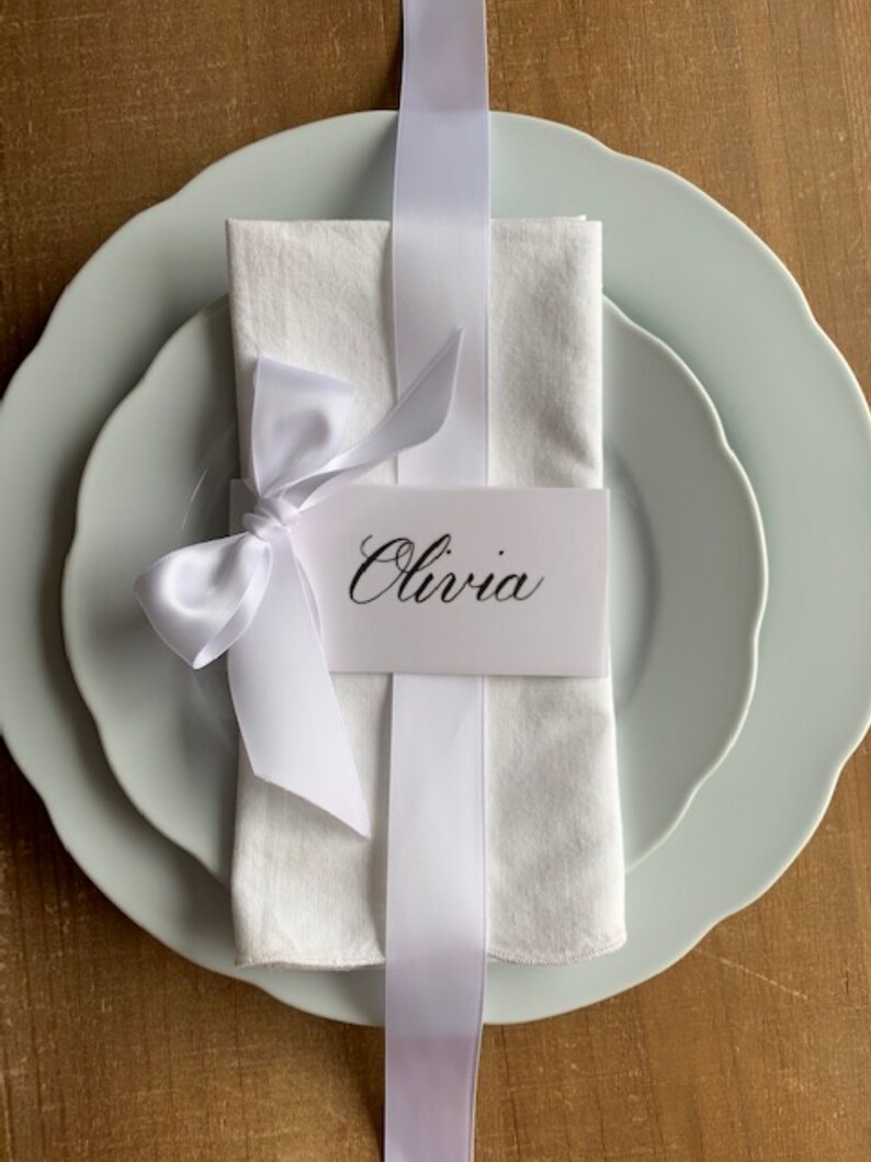 White Hand-written Calligraphy Place Cards/ Gift Tags W/ Attached ...