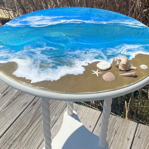 Side TABLE With OCEAN WAVES - Etsy
