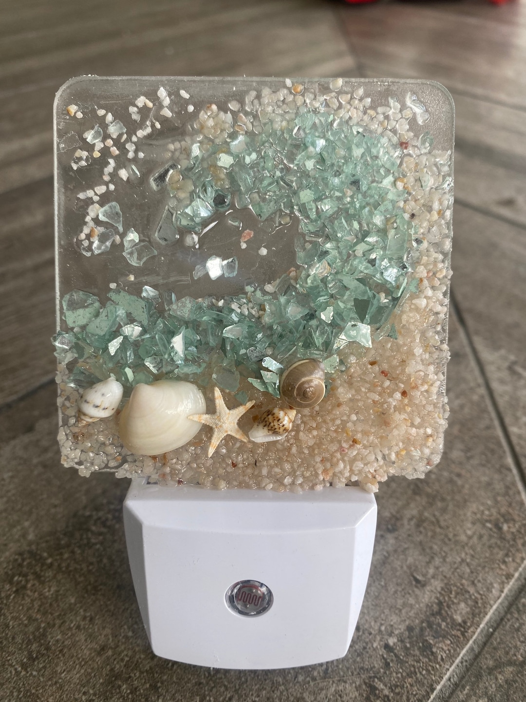 COASTAL Night Light- AQUA Glass WAVE - Etsy
