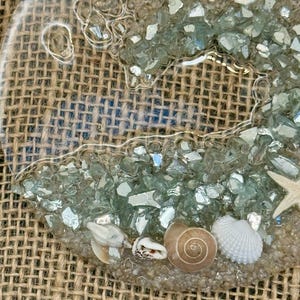 Coastal Suncatcher/ Ornament- Aqua Coastal WAVE With Shells - Etsy