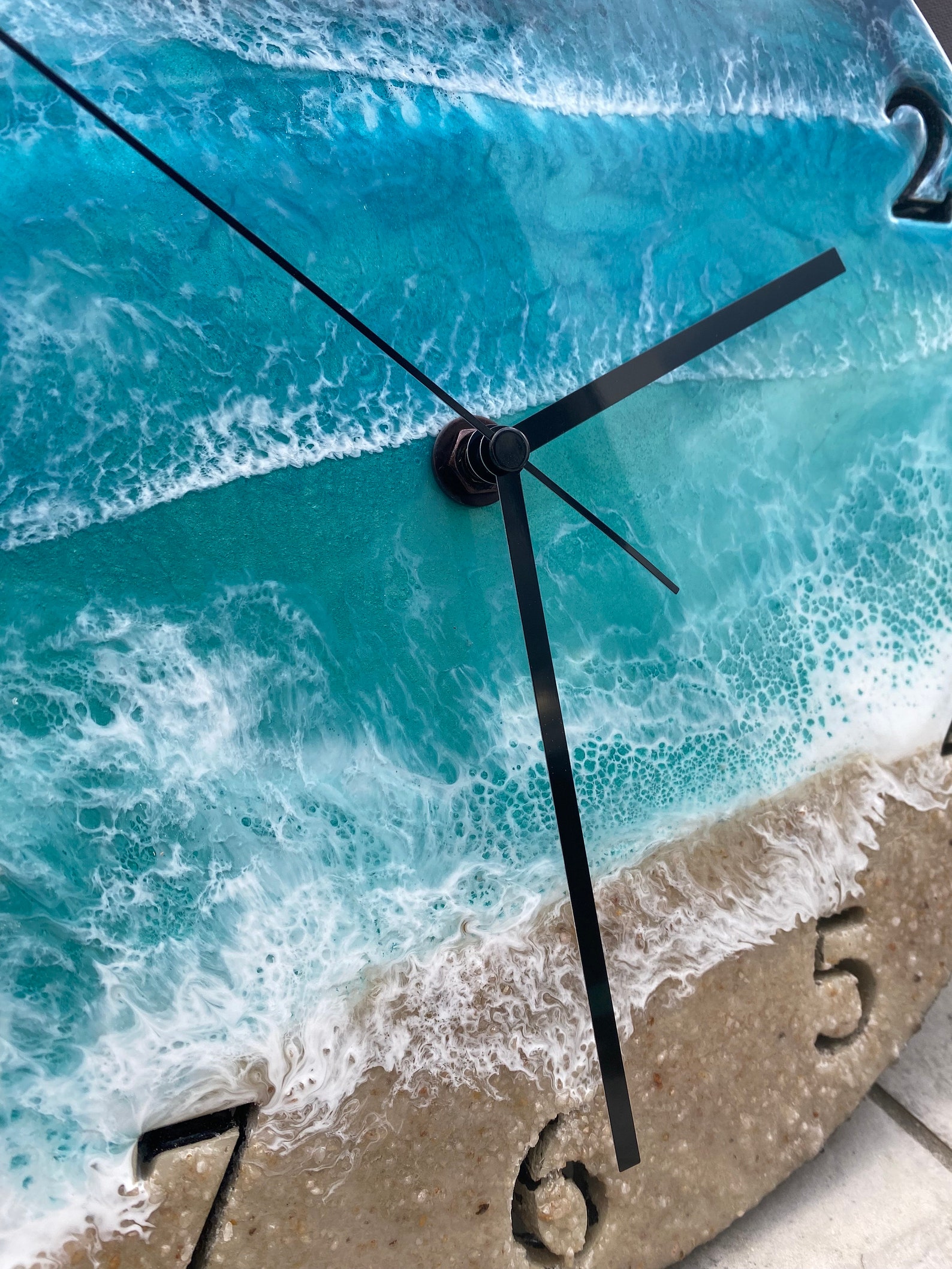 CLOCK Coastal Style With Ocean Waves in Resin- 12" - Etsy