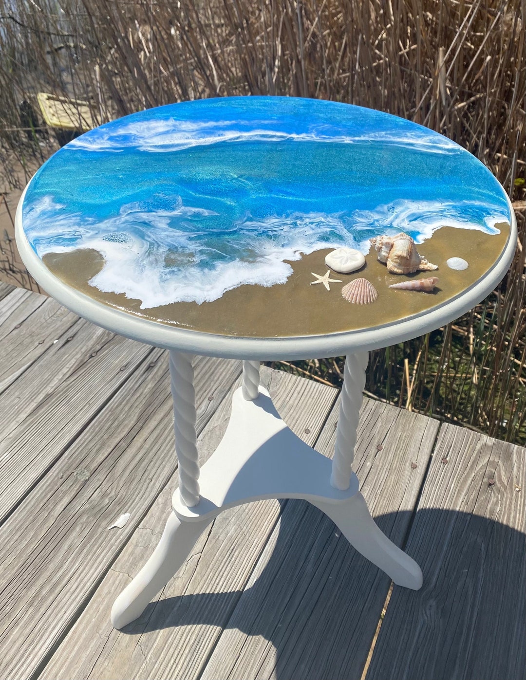 Side TABLE With OCEAN WAVES - Etsy
