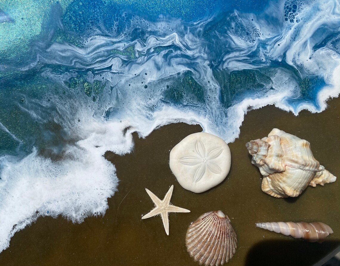 Side TABLE With OCEAN WAVES - Etsy