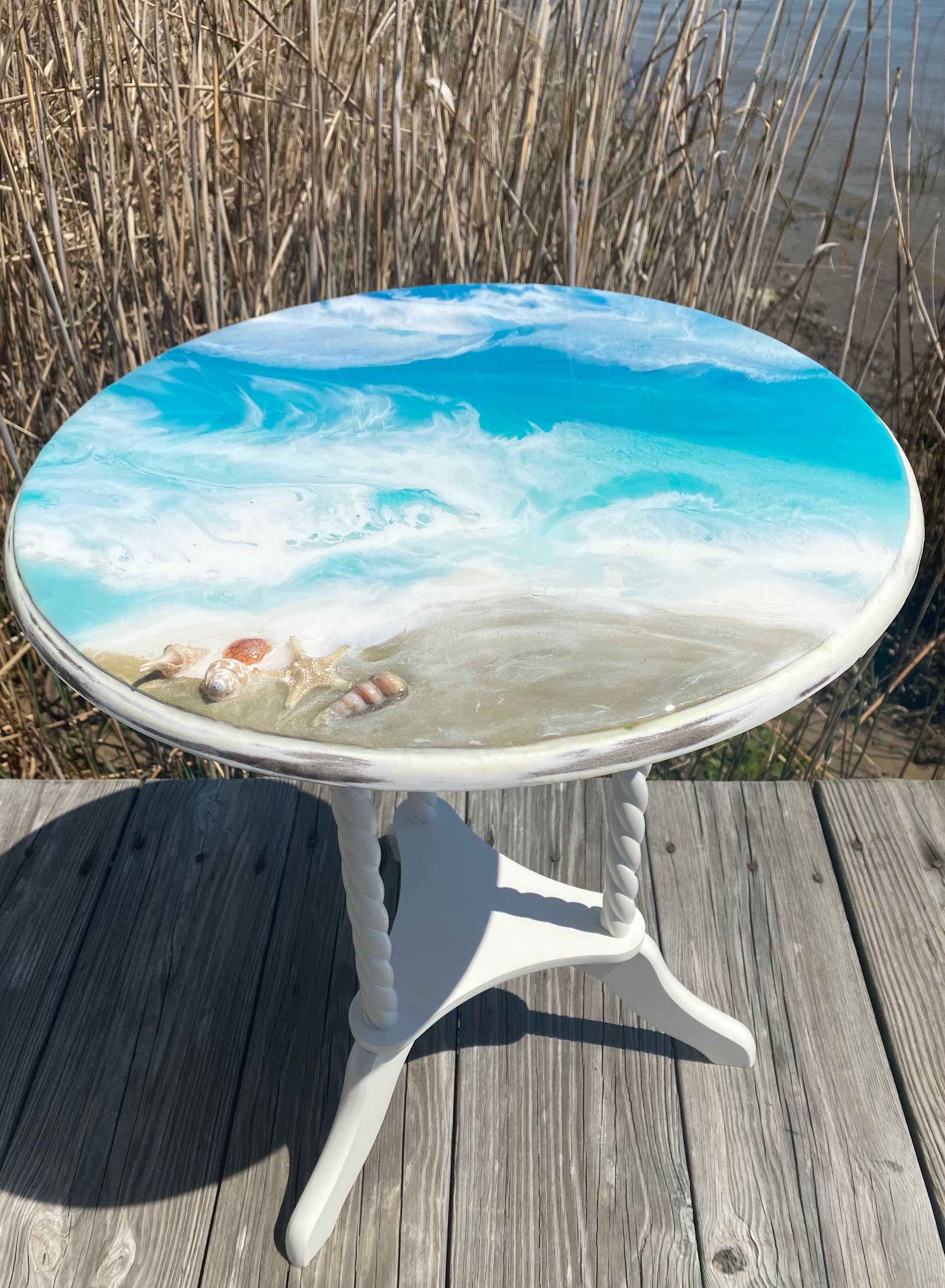 Side TABLE With OCEAN WAVES - Etsy