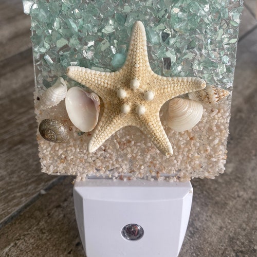 COASTAL Night Light STARFISH With Seashells - Etsy