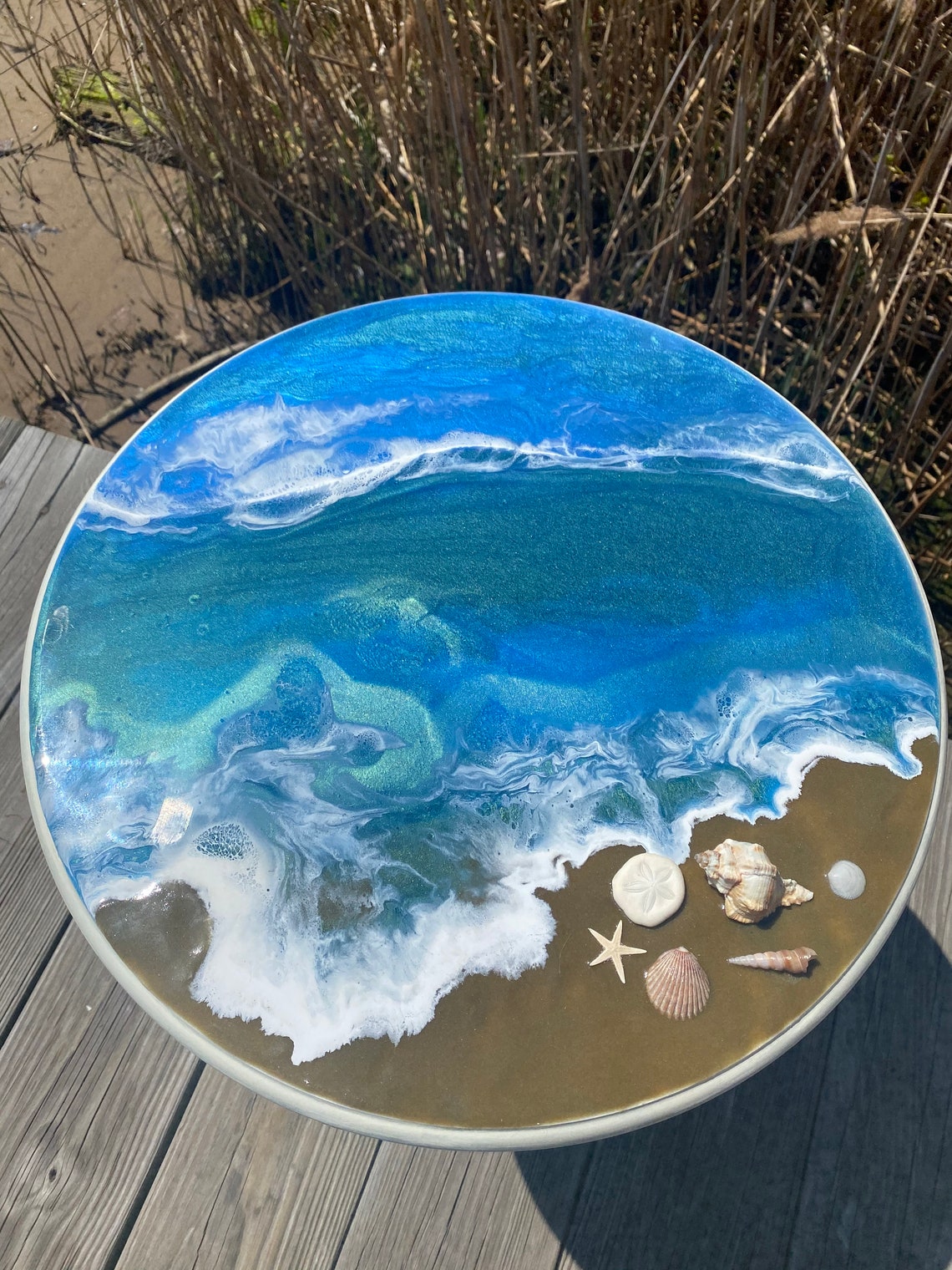 Side TABLE With OCEAN WAVES - Etsy