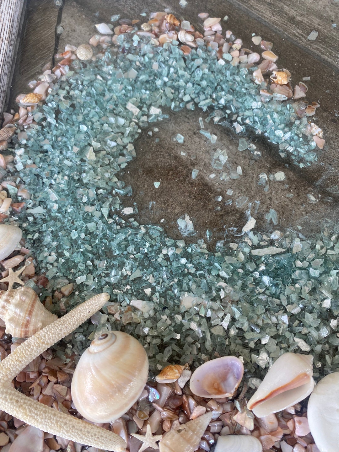 WAVE Crushed Glass/shell Framed Art - Etsy