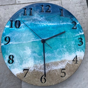 CLOCK Coastal Style With Ocean Waves in Resin- 12" - Etsy