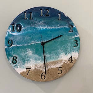 CLOCK Coastal Style With Ocean Waves in Resin- 12" - Etsy