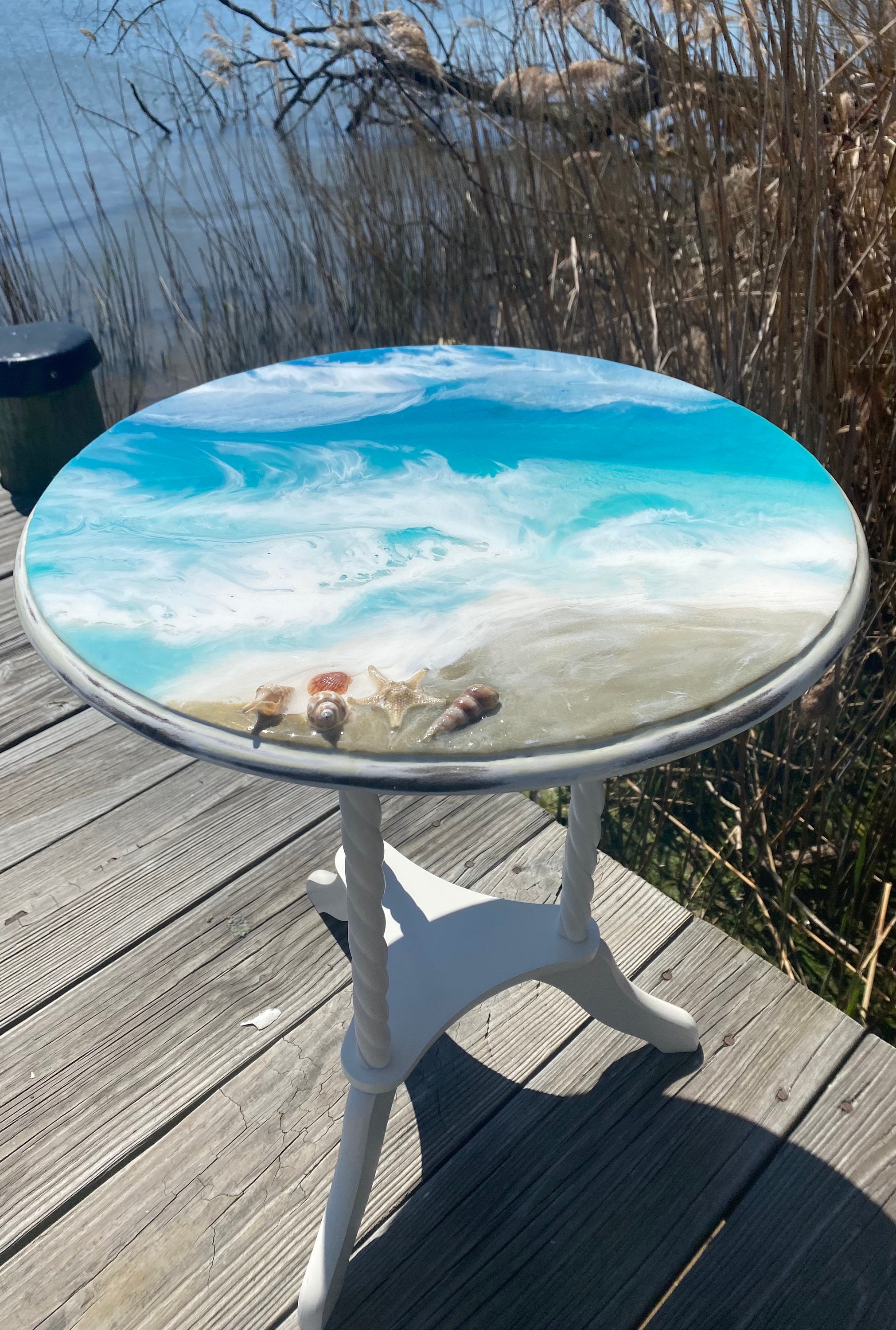 Side TABLE With OCEAN WAVES - Etsy