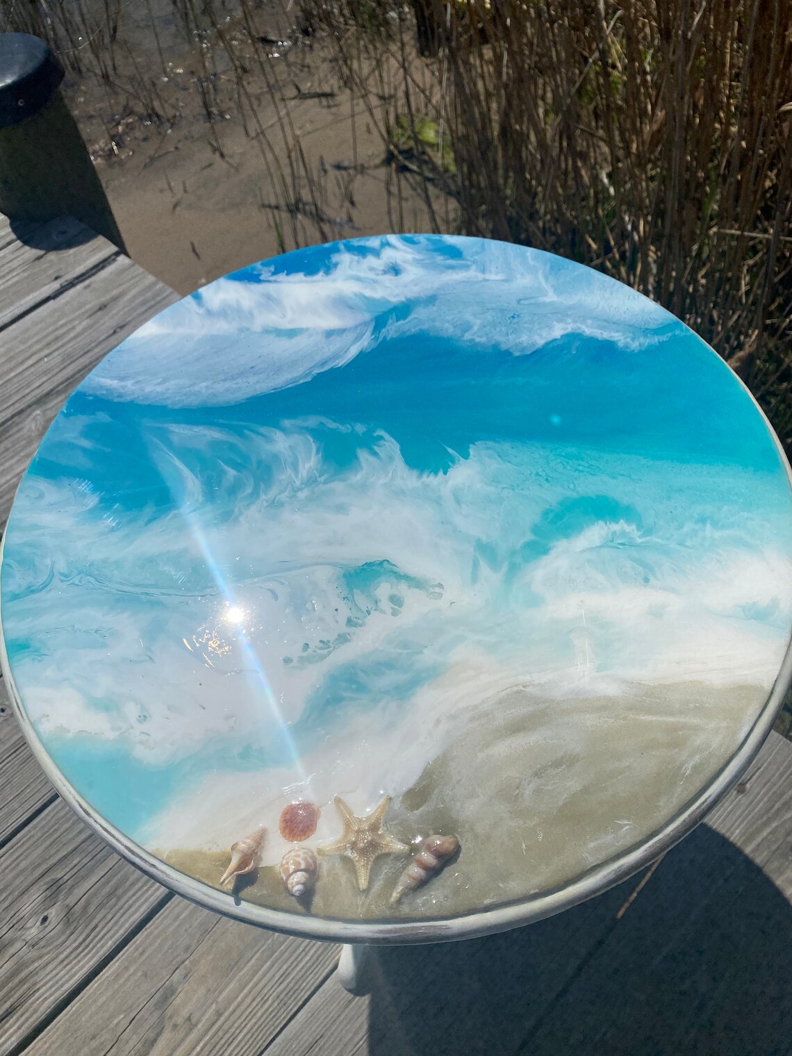 Side TABLE With OCEAN WAVES - Etsy