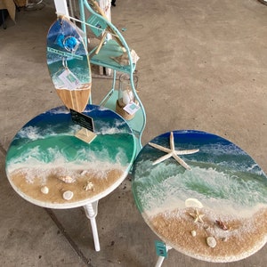Side TABLE With OCEAN WAVES - Etsy