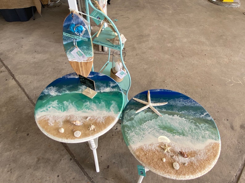 Side TABLE With OCEAN WAVES - Etsy