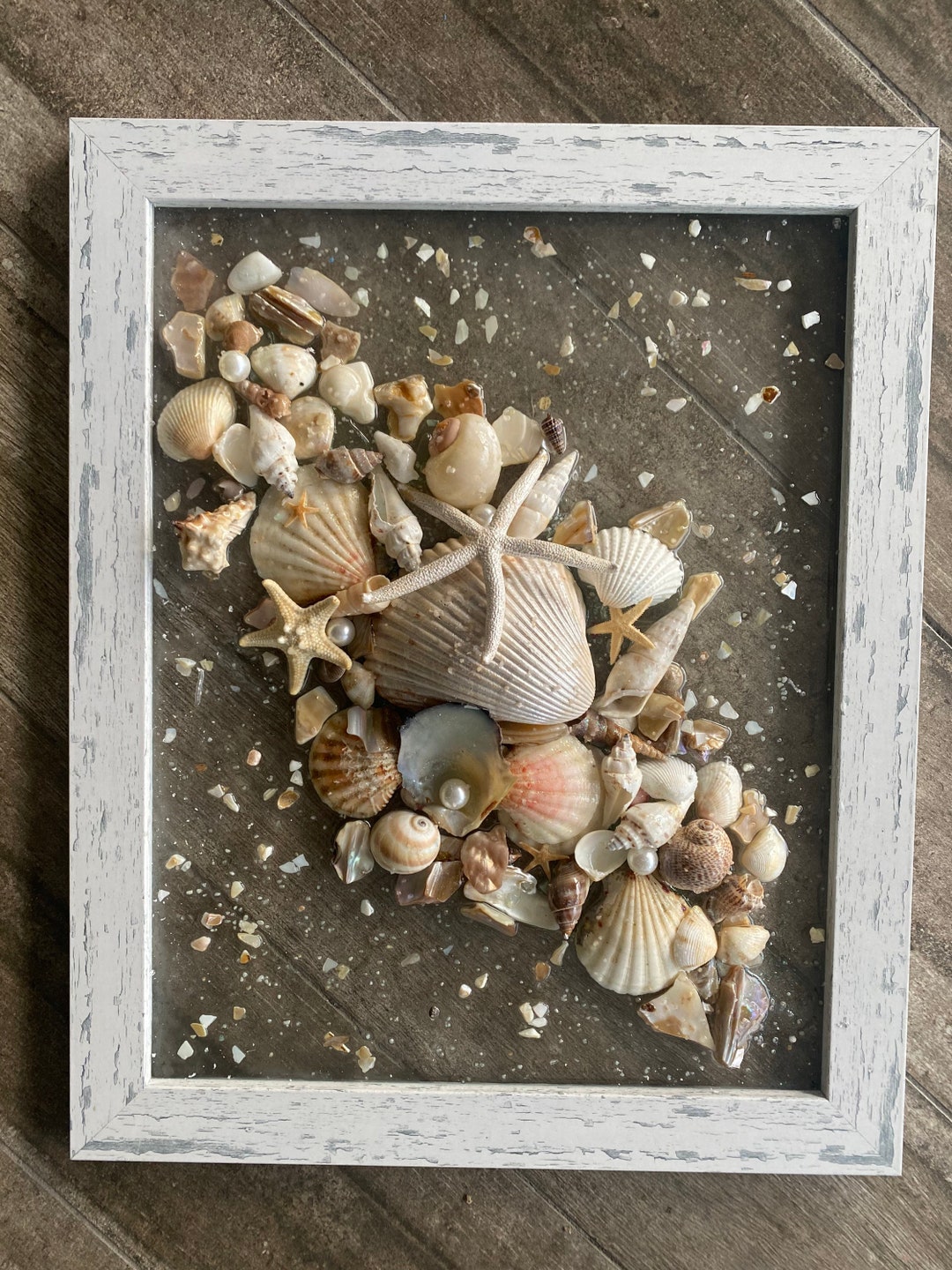 FRAMED Art -SEASHELL & STARFISH - Etsy