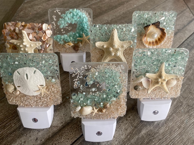 COASTAL Night Light SAND DOLLAR With Seashells - Etsy