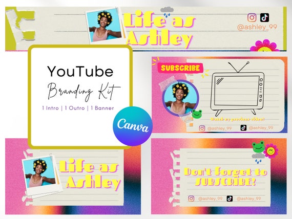 Youtube Branding Kit Y2K Sitcom Fun Colorful Intro Outro - Etsy Canada