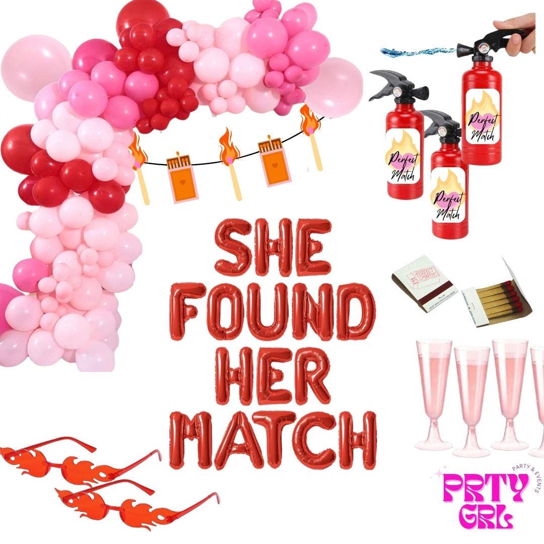 She Found Her Perfect Match" Bachelorette & Engagement Party Kit ...