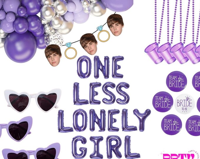 One Less Lonely Girl Bachelorette Party Box | Justin Bieber Themed ...