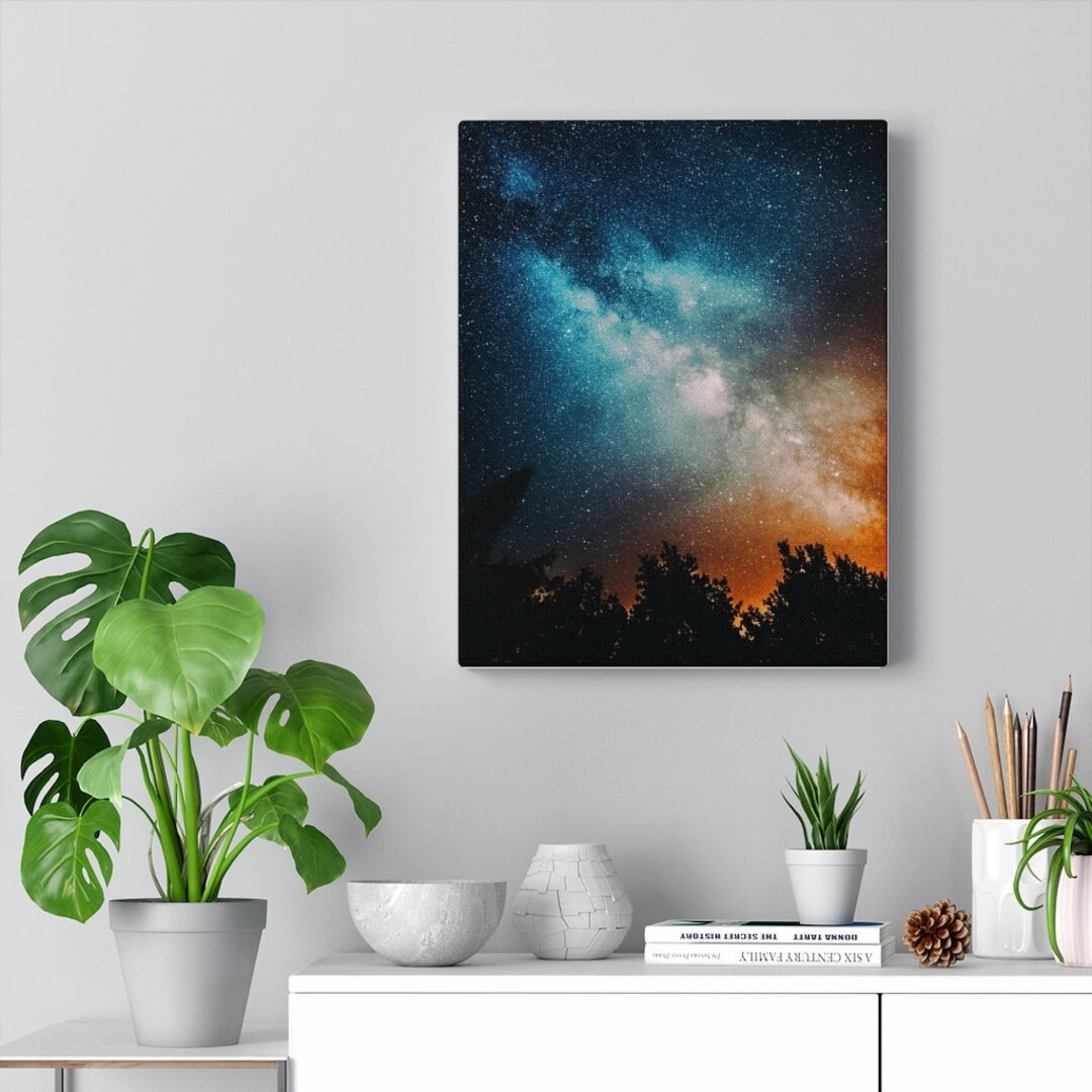 Galaxy Space Art, Starry Night Sky With a Nebula, Outer Space Wall Art ...