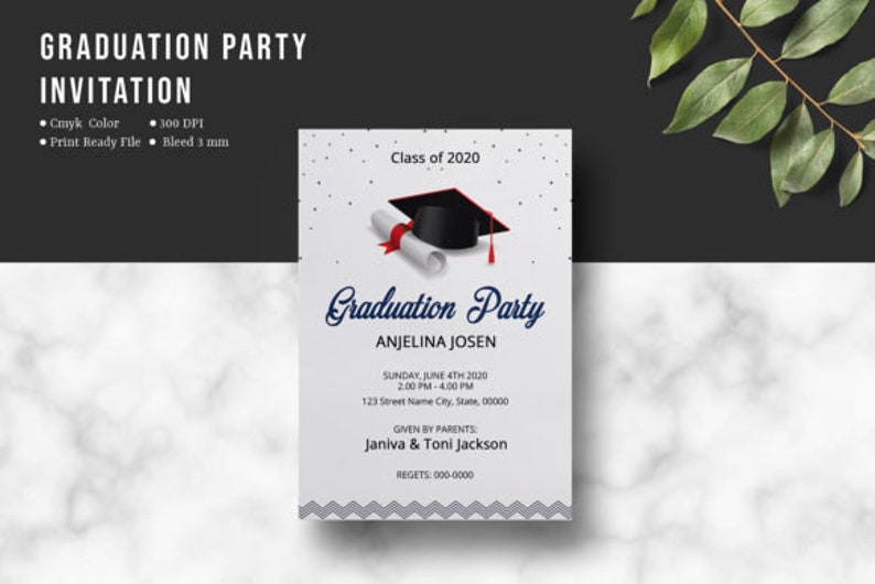 Graduation Announcement Template - Photoshop Photo Card Template ...