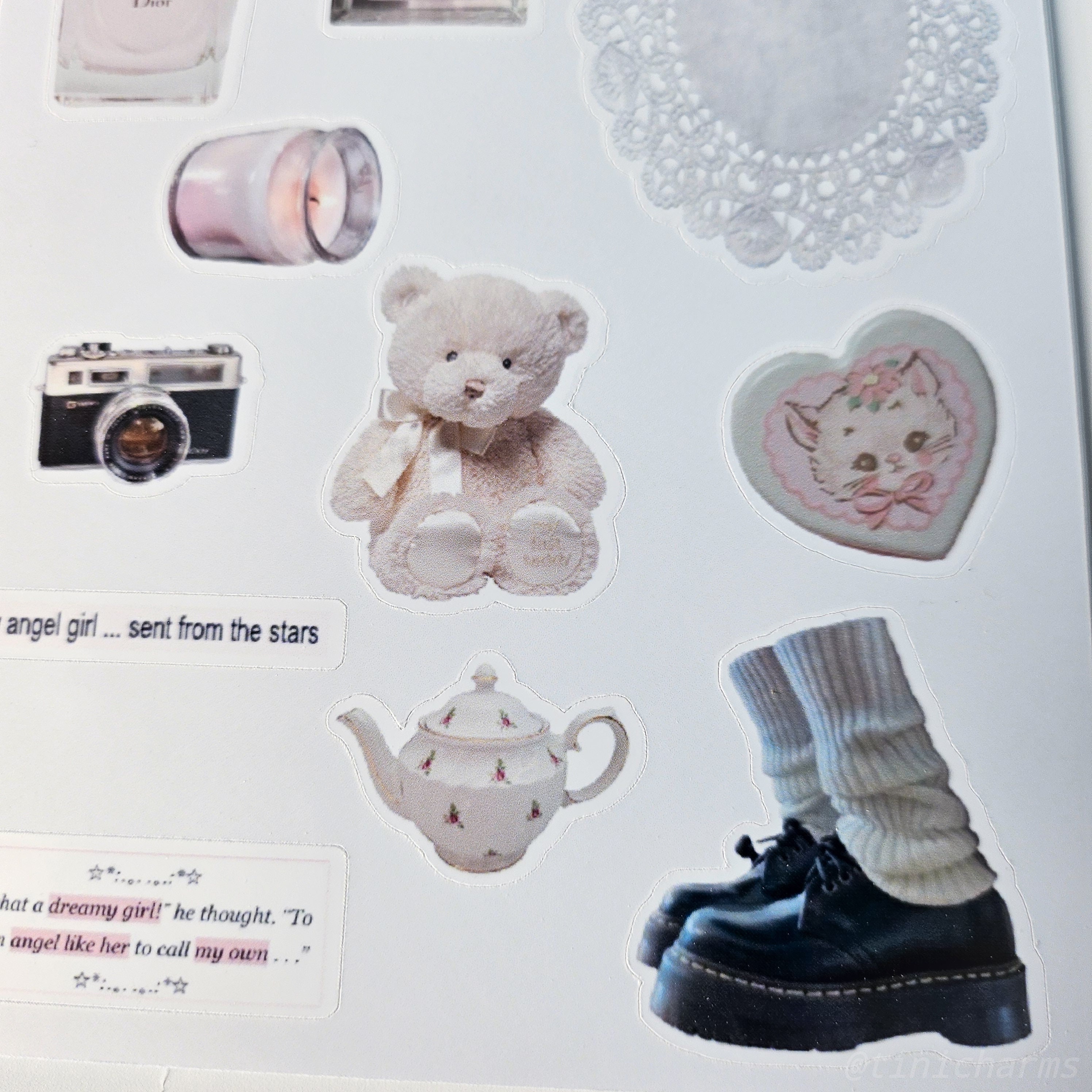 Coquette PNG Sticker Sheet: White Aesthetic,journal Stickers,deco ...