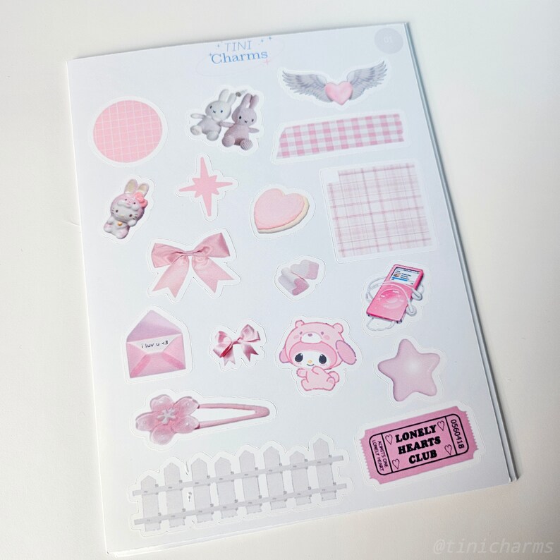 Coquette PNG Sticker Sheet: Pink,journal Stickers,deco Stickers,cute ...