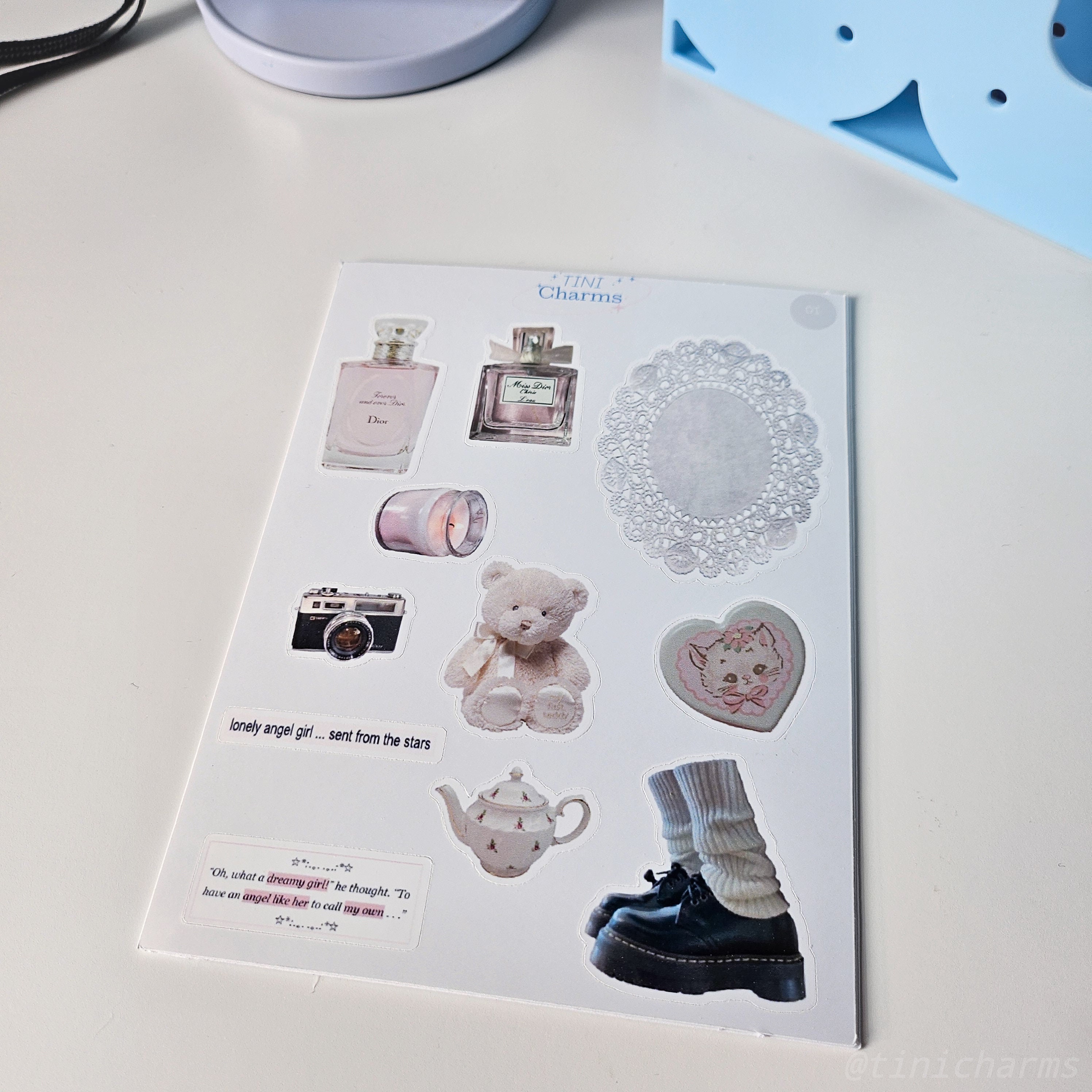 Coquette PNG Sticker Sheet: White Aesthetic,journal Stickers,deco ...