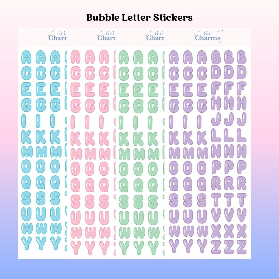 Letter Bubble Stickers Alphabet, Letter Deco Sticker, Cute Alphabet ...