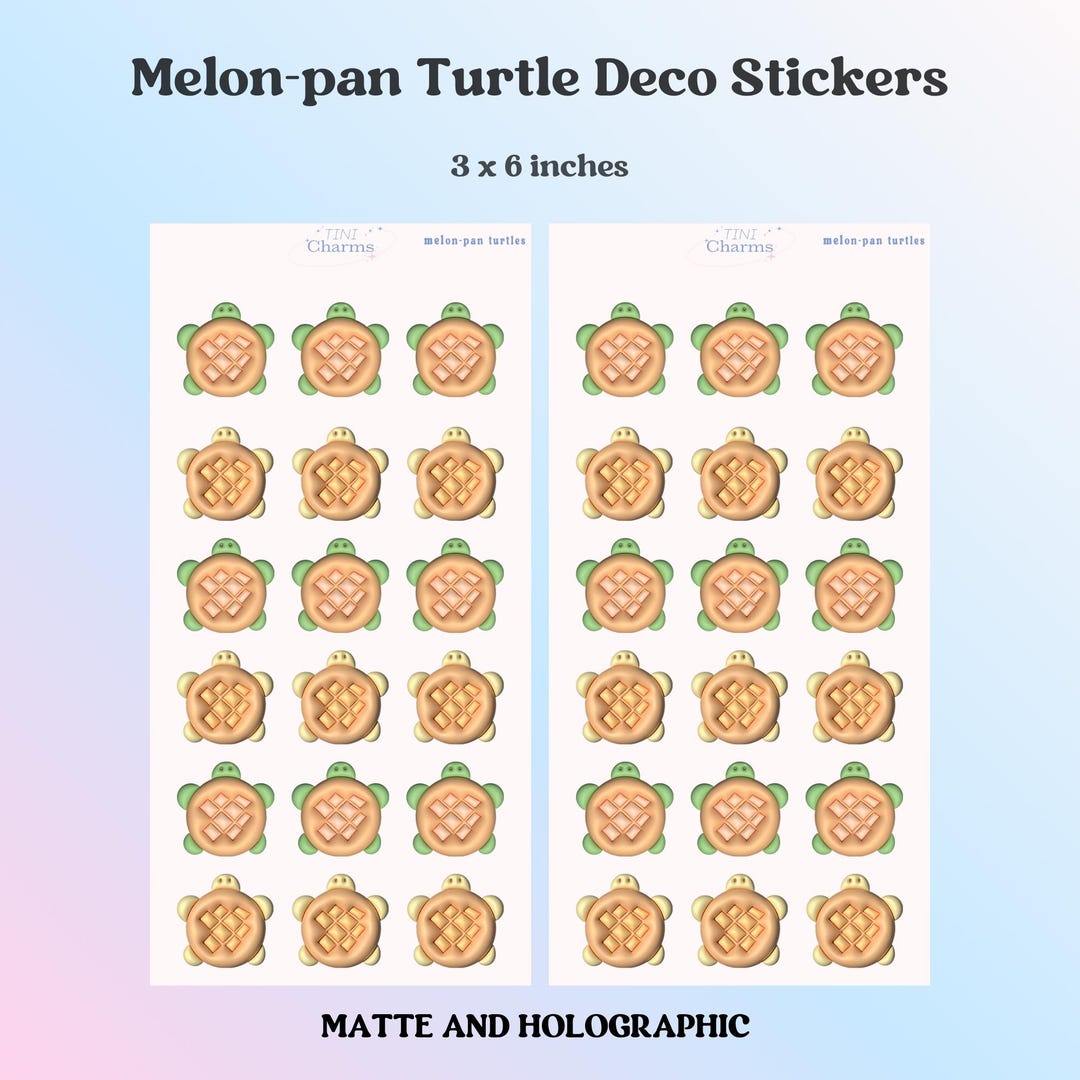 Melon-pan Turtle Deco Stickers - Cute, Junimocore Stickers, Trinket ...