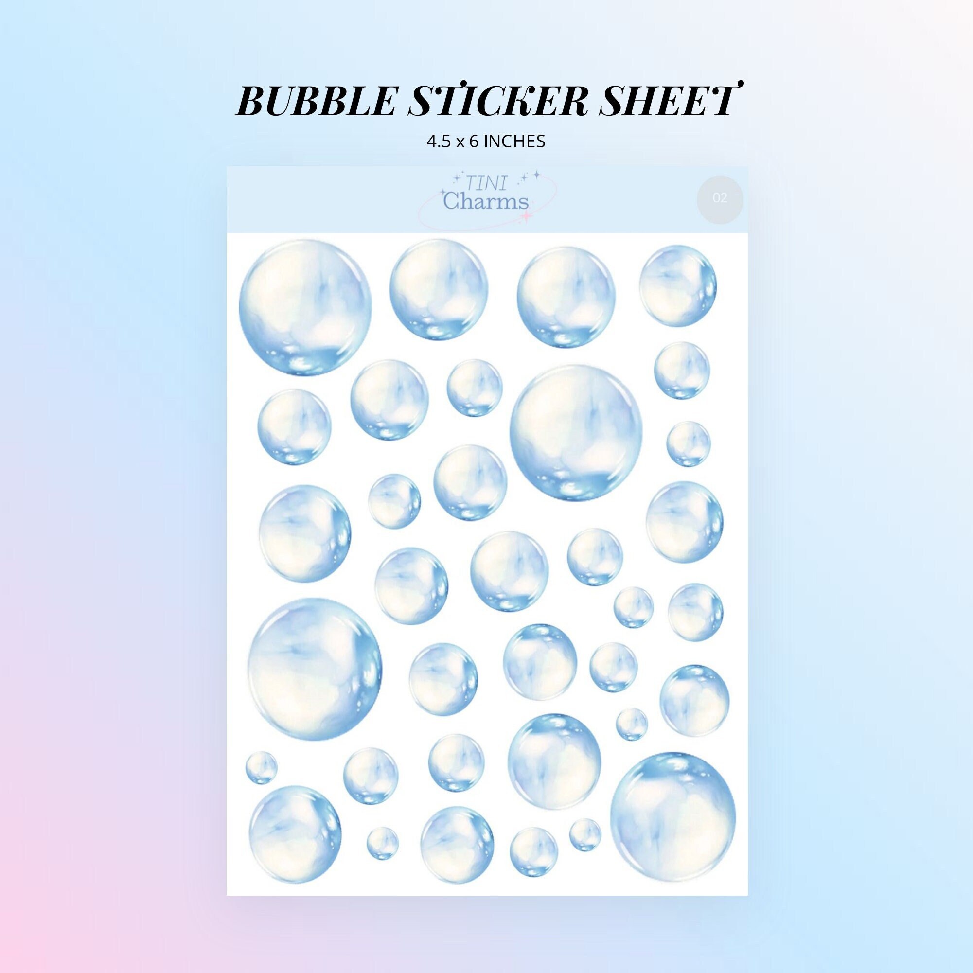 Bubble Deco Stickers: Blue Cute Sticker Sheets, Cute Bubble Stickers ...