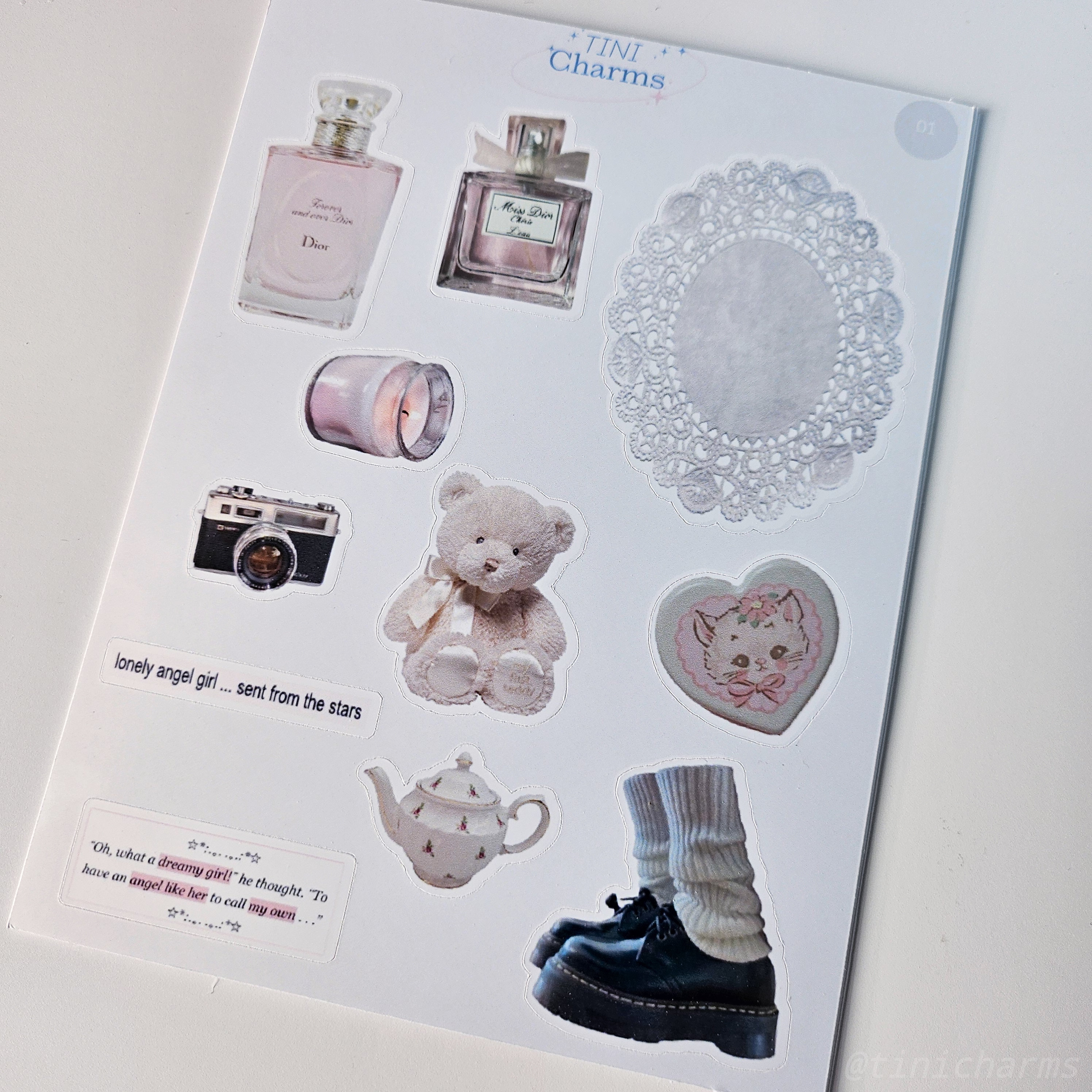 Coquette PNG Sticker Sheet: White Aesthetic,journal Stickers,deco ...