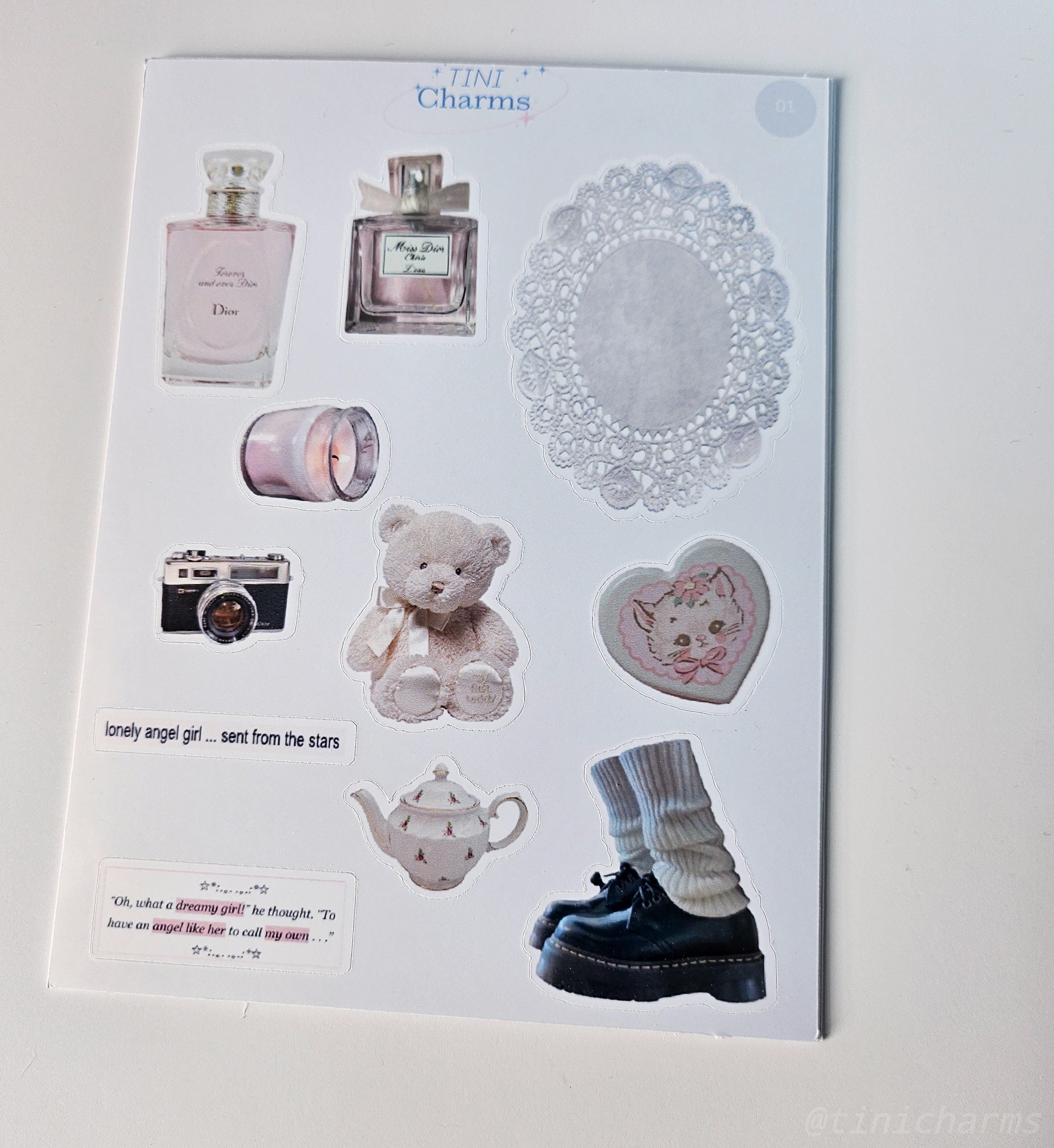 Coquette PNG Sticker Sheet: White Aesthetic,journal Stickers,deco ...