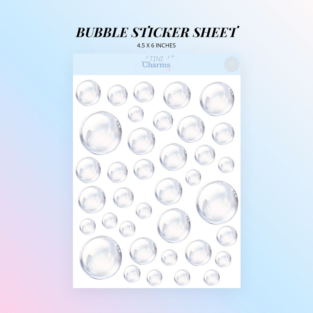 Bubble Deco Stickers: Sliver Cute Sticker Sheets, Cute Bubble Stickers ...