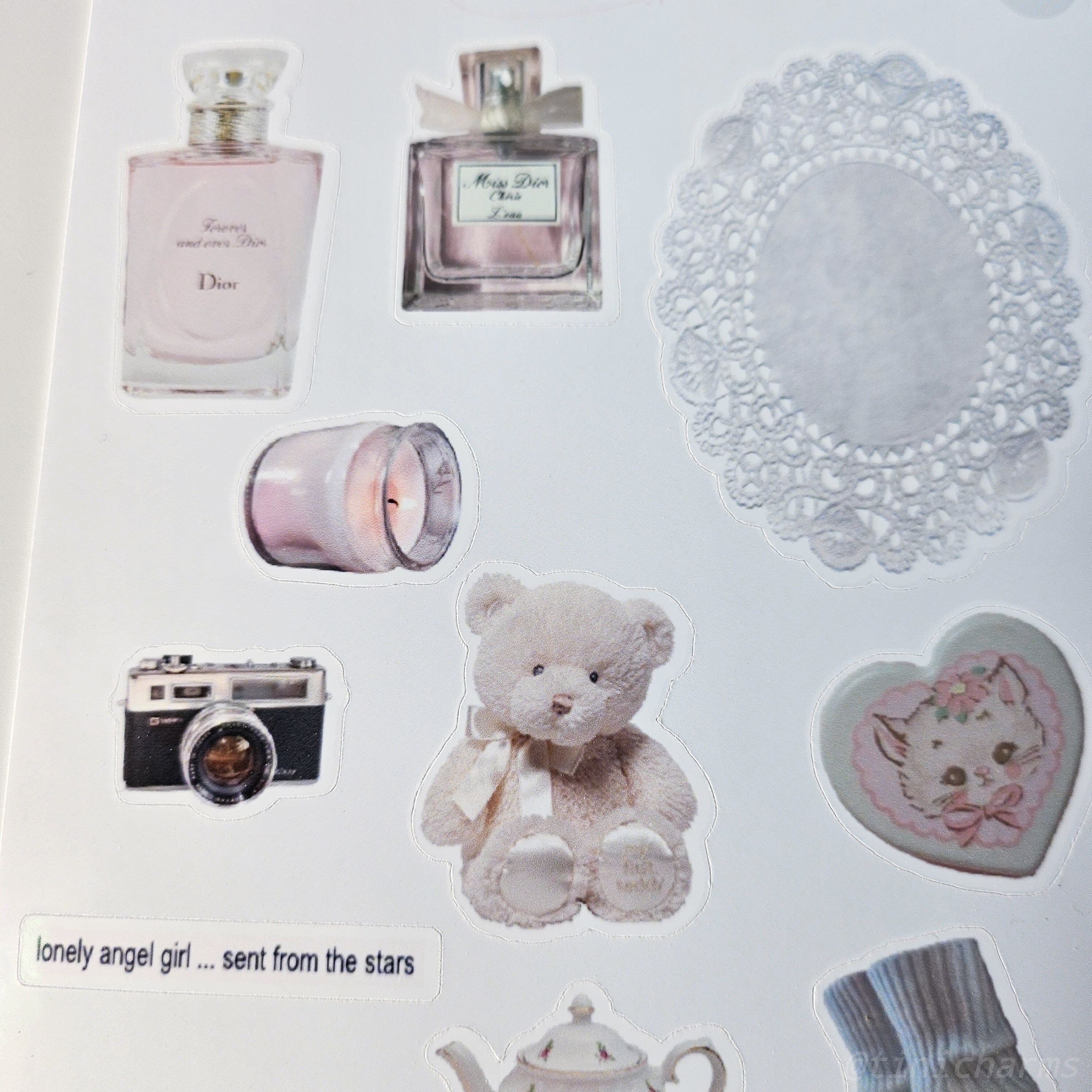 Coquette PNG Sticker Sheet: White Aesthetic,journal Stickers,deco ...