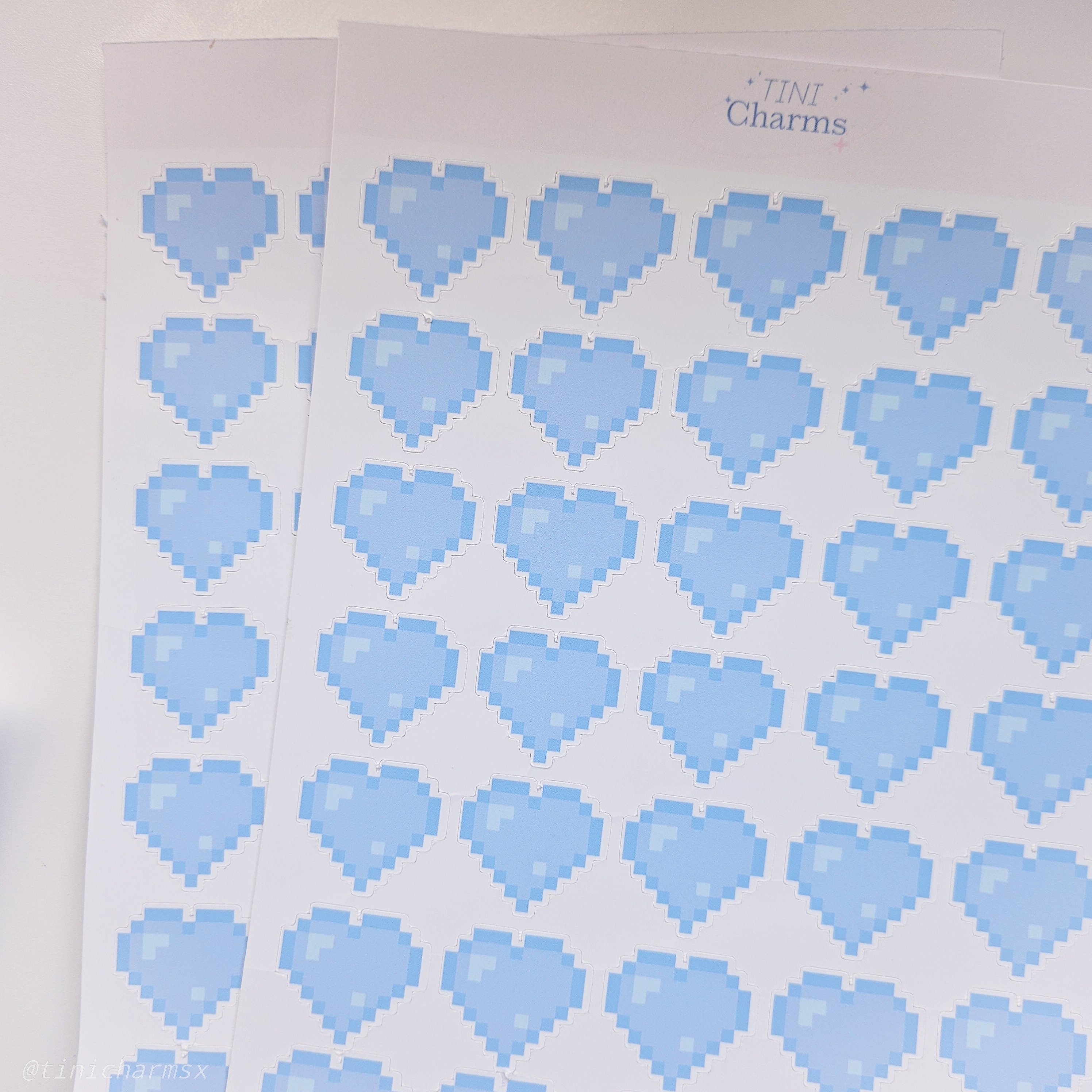 Heart Pixel Sticker Sheet: Pink,blue,purple,green Pixel Heart Stickers ...